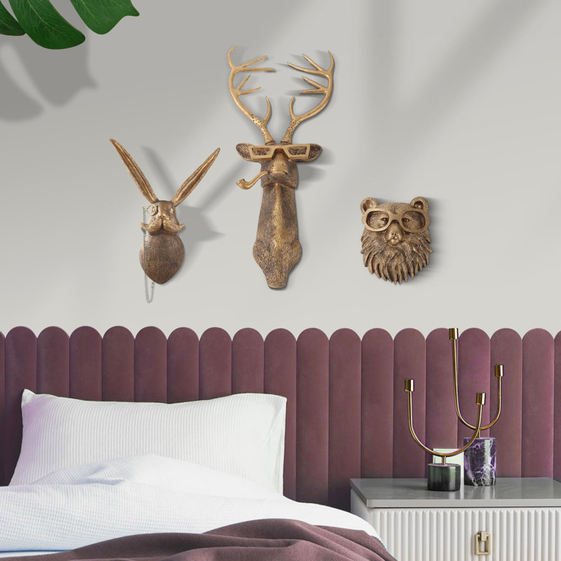 Millwood Pines Gold Animal Head Wall Decor Wall Sculpture Home Decor ...