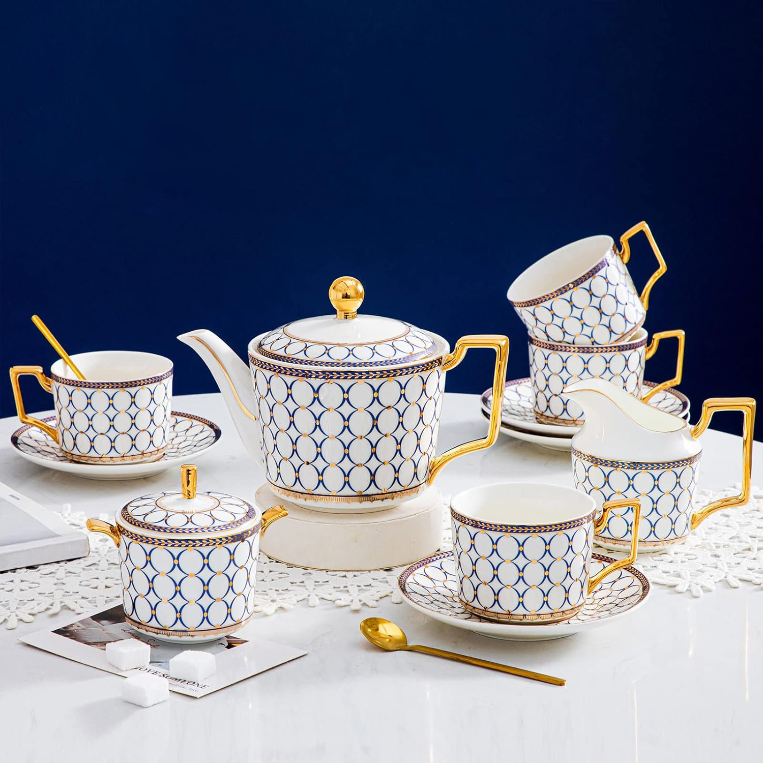 Bloomsbury Market 15-Piece Porcelain Tea Set For 4, Bone China Coffee ...
