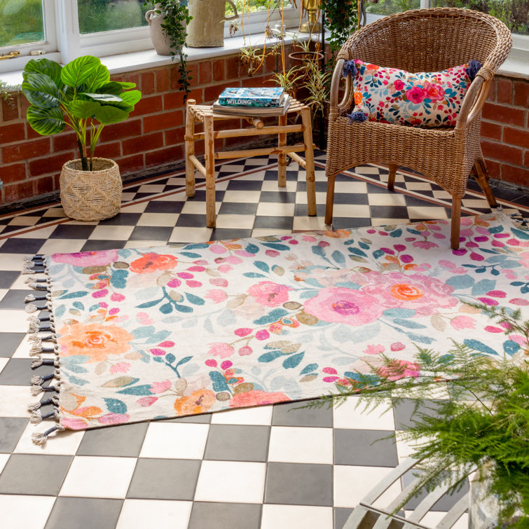 Latitude Vive Davita Cotton Blue/Pink Rug | Wayfair.co.uk