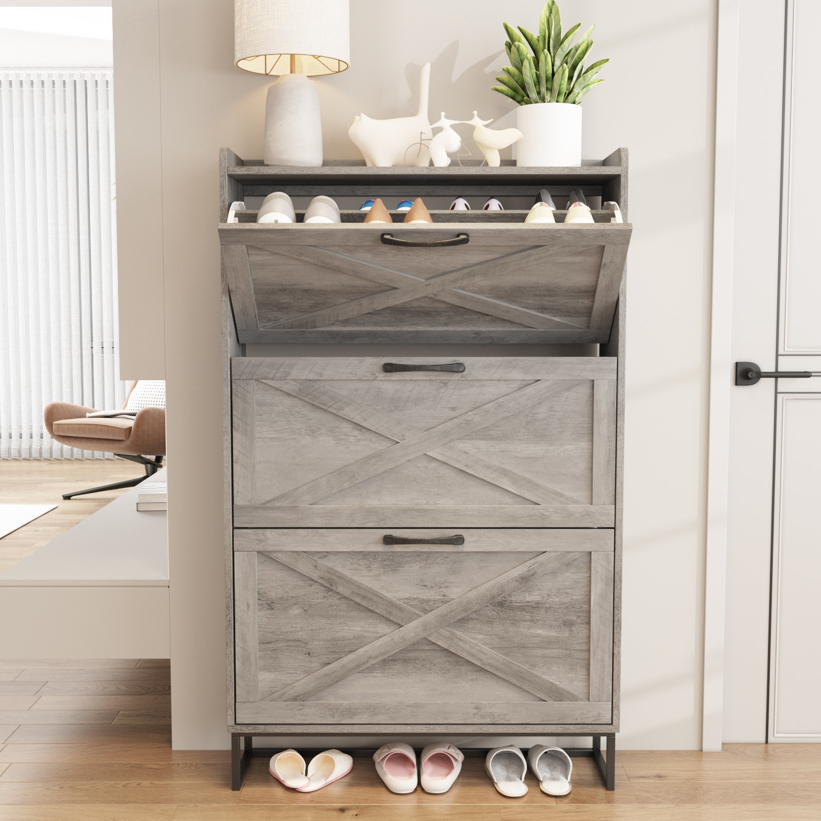 Ivy Bronx 24 Pair Shoe Storage Cabinet "& Reviews" | Wayfair