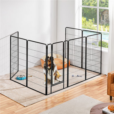 AOOLIVE 8 Panel Iron Exercise Pen With Pet Door | Wayfair
