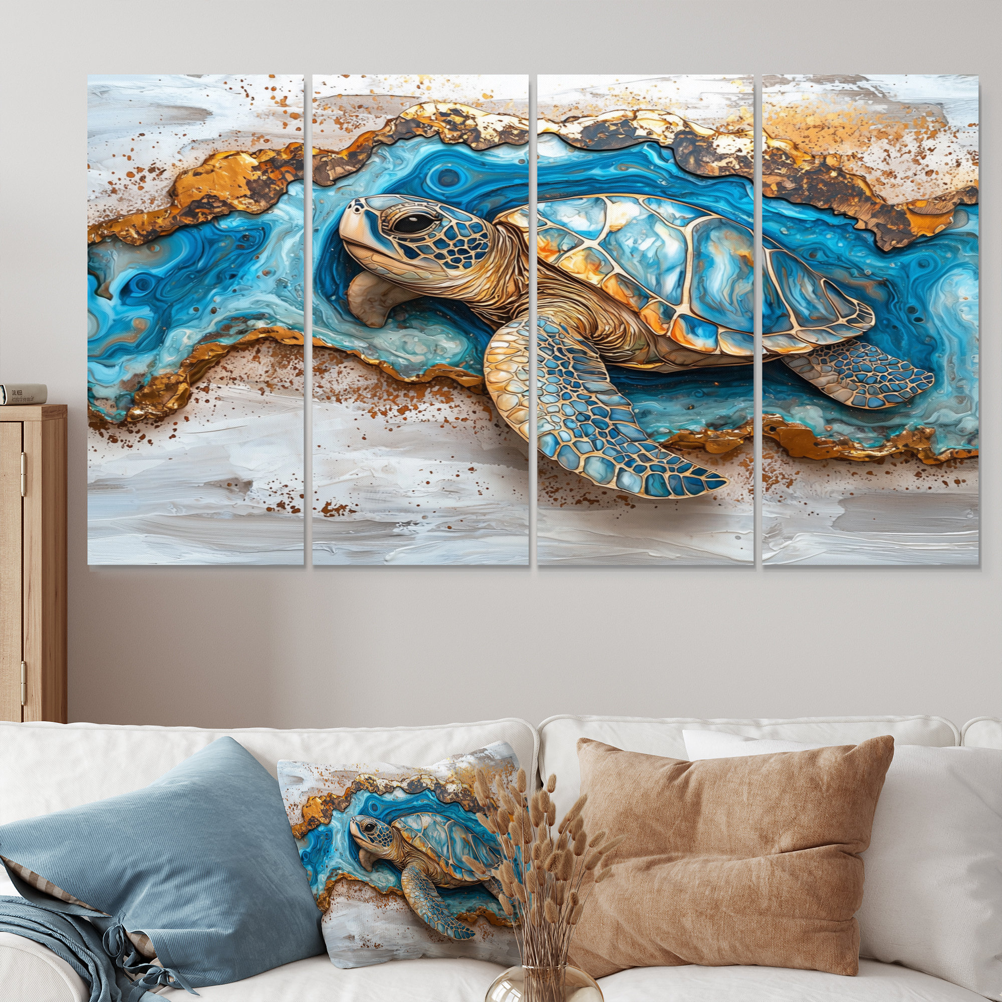 Bay Isle Home™ Turtle On Beach Landscape Collage - Turtle Animal Wall ...