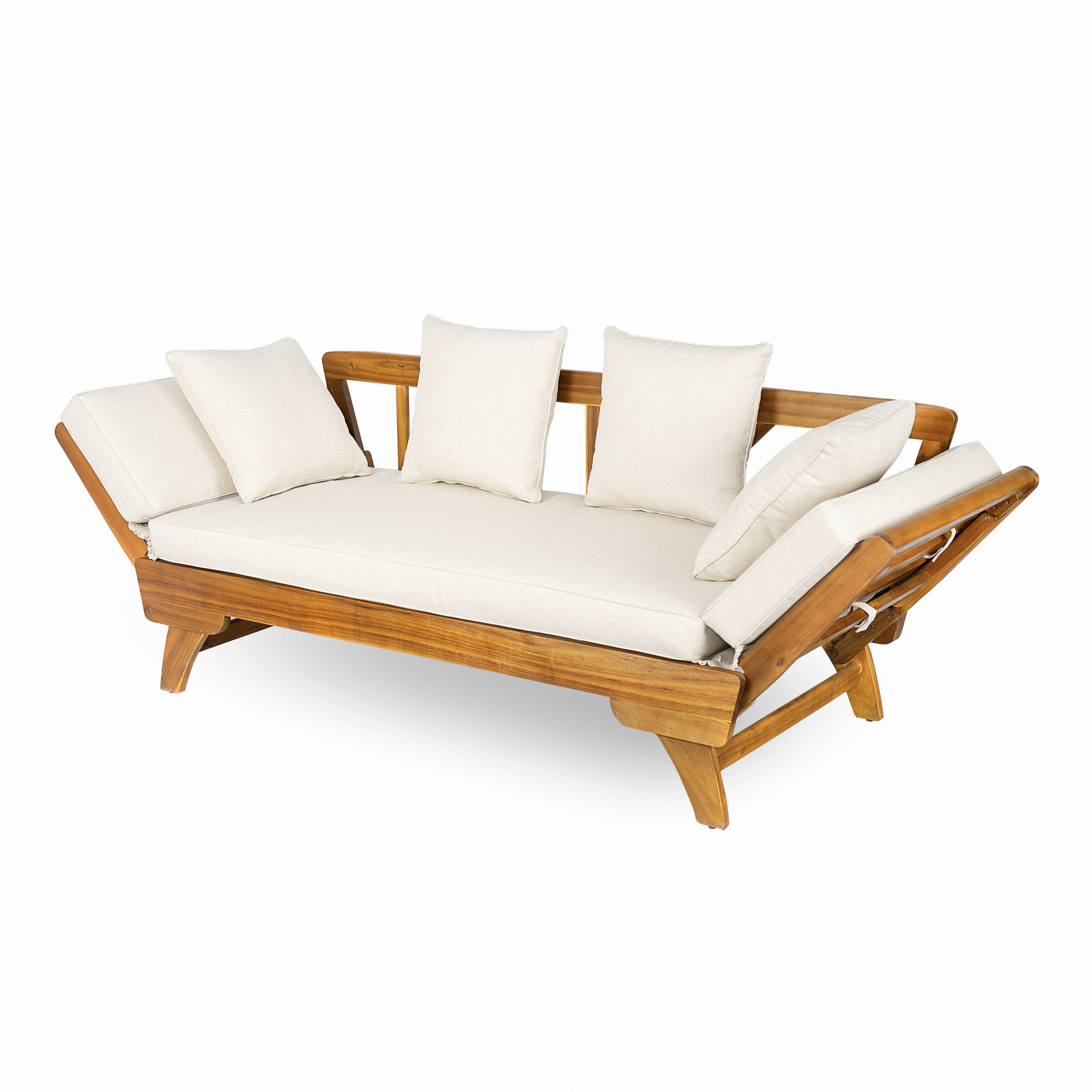Hokku Designs Outdoor Patio Daybed Sofa, 3-Seat Sofa With Foldable Arm ...
