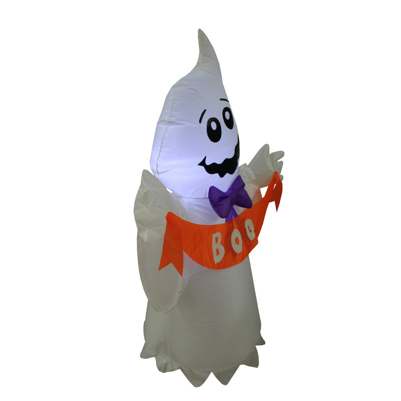 The Holiday Aisle® 4 Foot Tall Lighted Happy Halloween Inflatable Silly ...