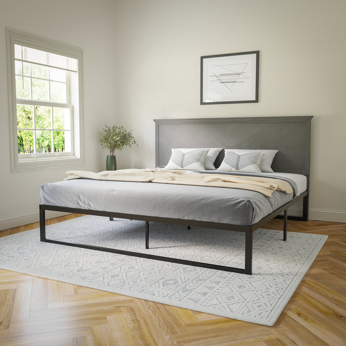 Red Barrel Studio® Culbert Herring Bone Solid Wood Adjustable Headboard ...