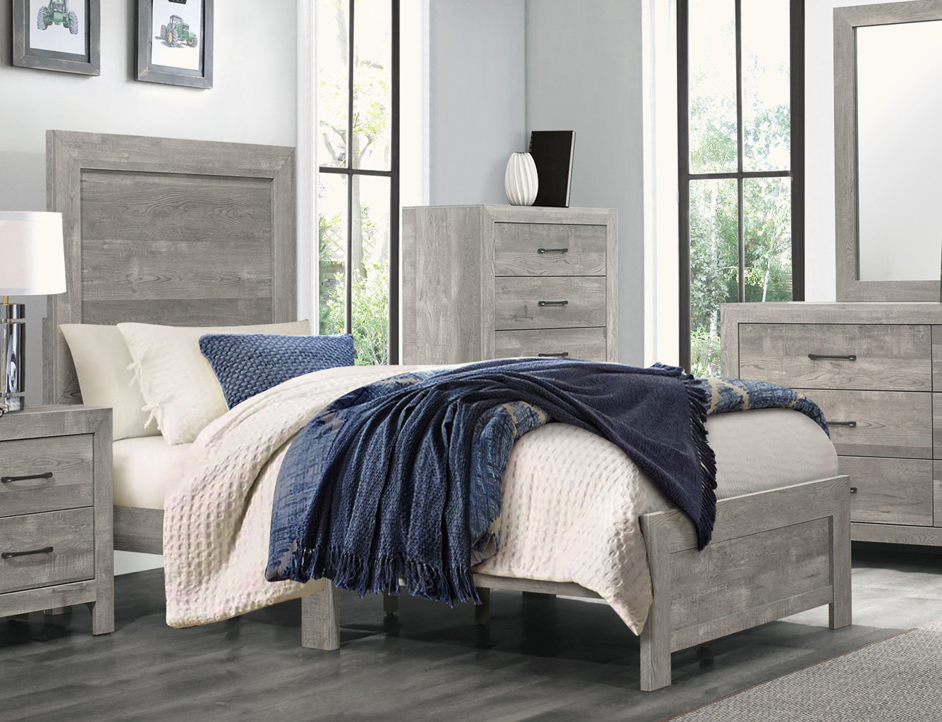 August Grove® 1pc Rustic Panel Wooden Bed for Bedroom | Wayfair