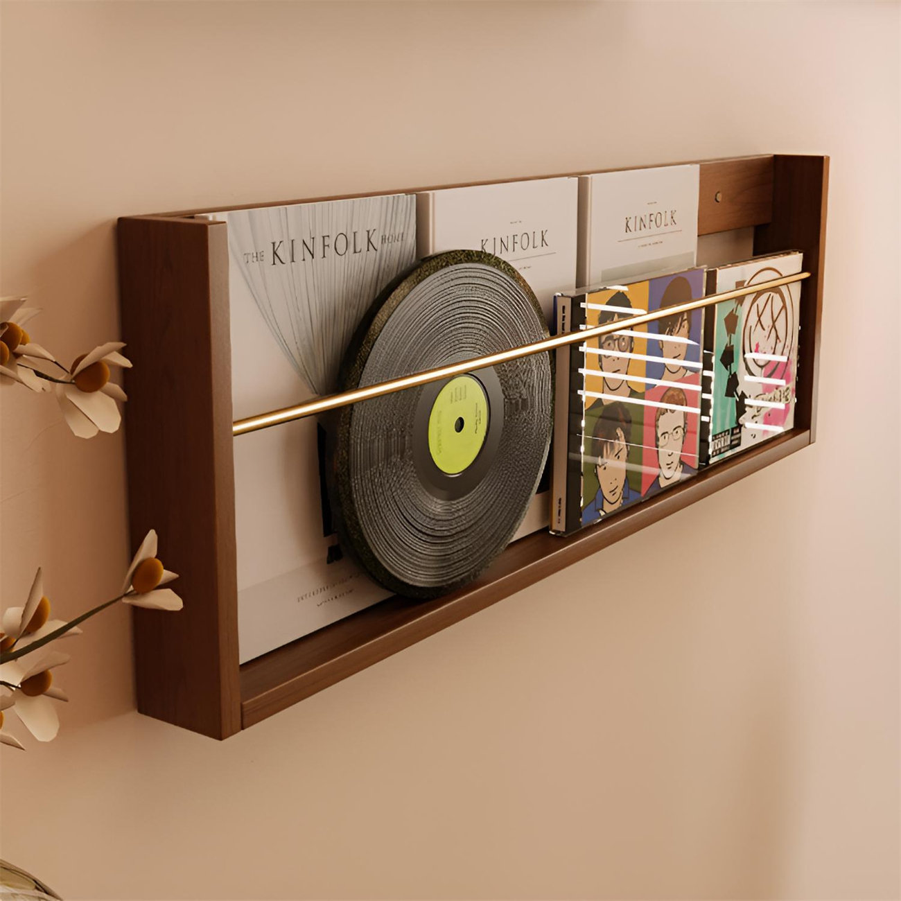 INDELIX Vintage Walnut Wall-Mounted Magazine Rack & Shelf | Wayfair