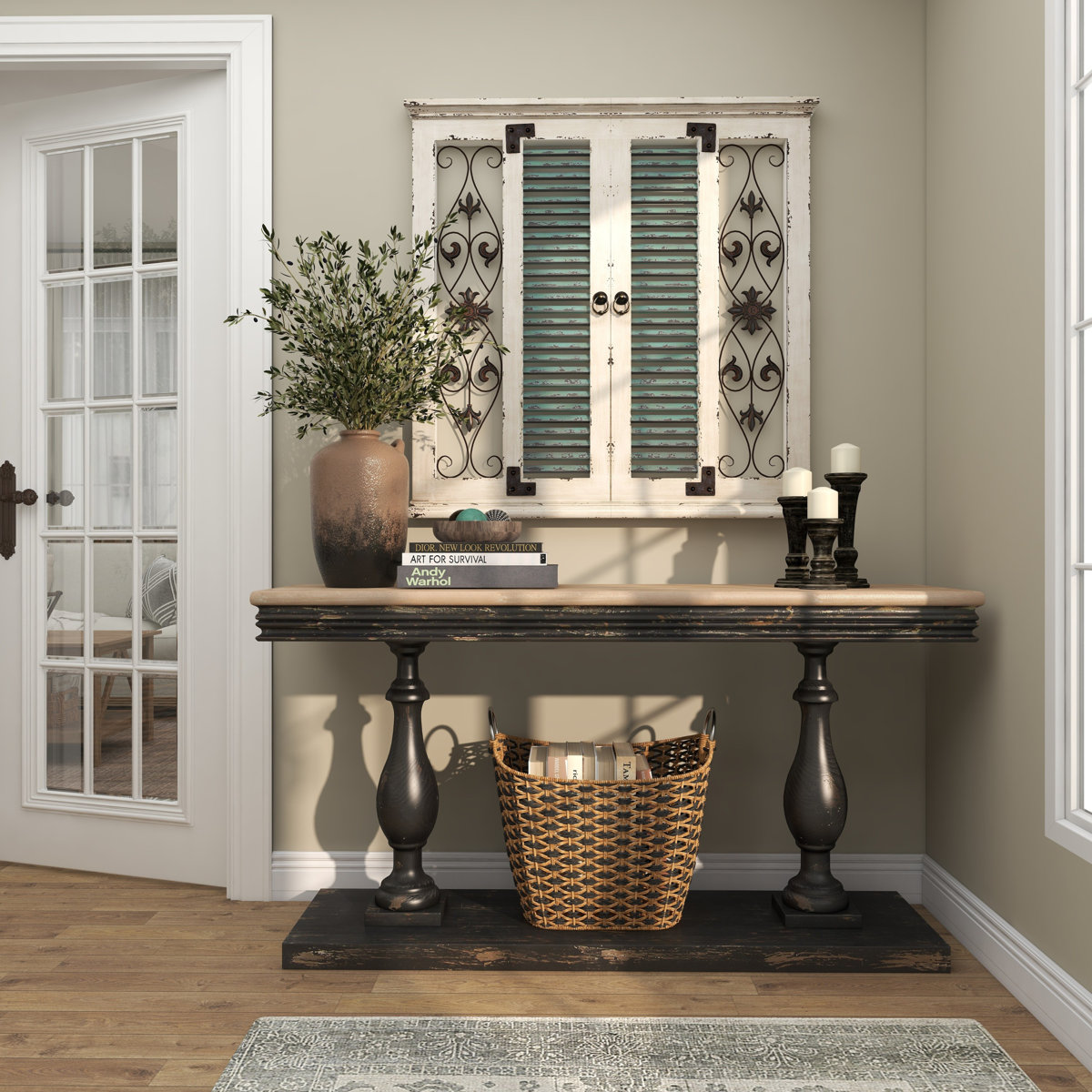Laurel Foundry Modern Farmhouse® Alvardo Beige Wooden Scroll Window ...