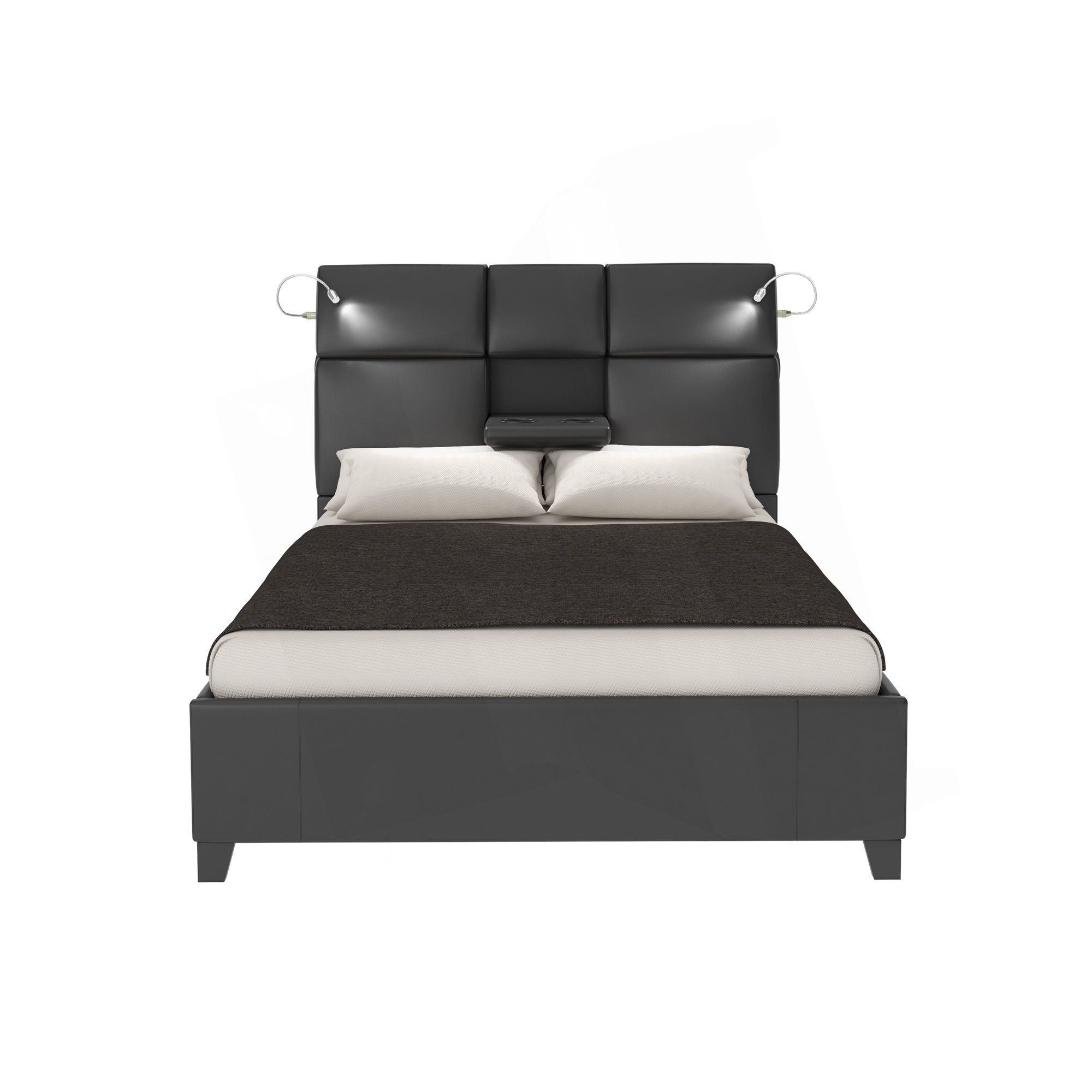 Brayden Studio® Queen Music Bed Touch Lighting Bluetooth Sound Beverage ...