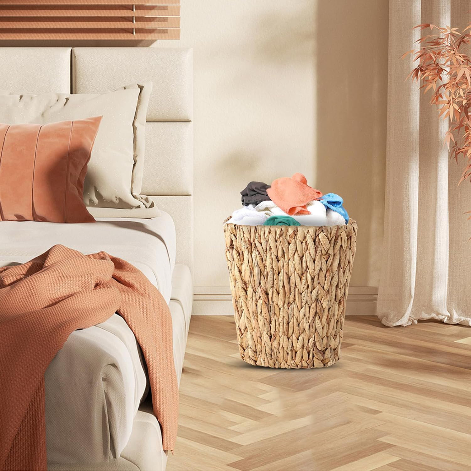 Beachcrest Home Bathroom Accessory Set With Wicker Trash Can, Bathroom ...