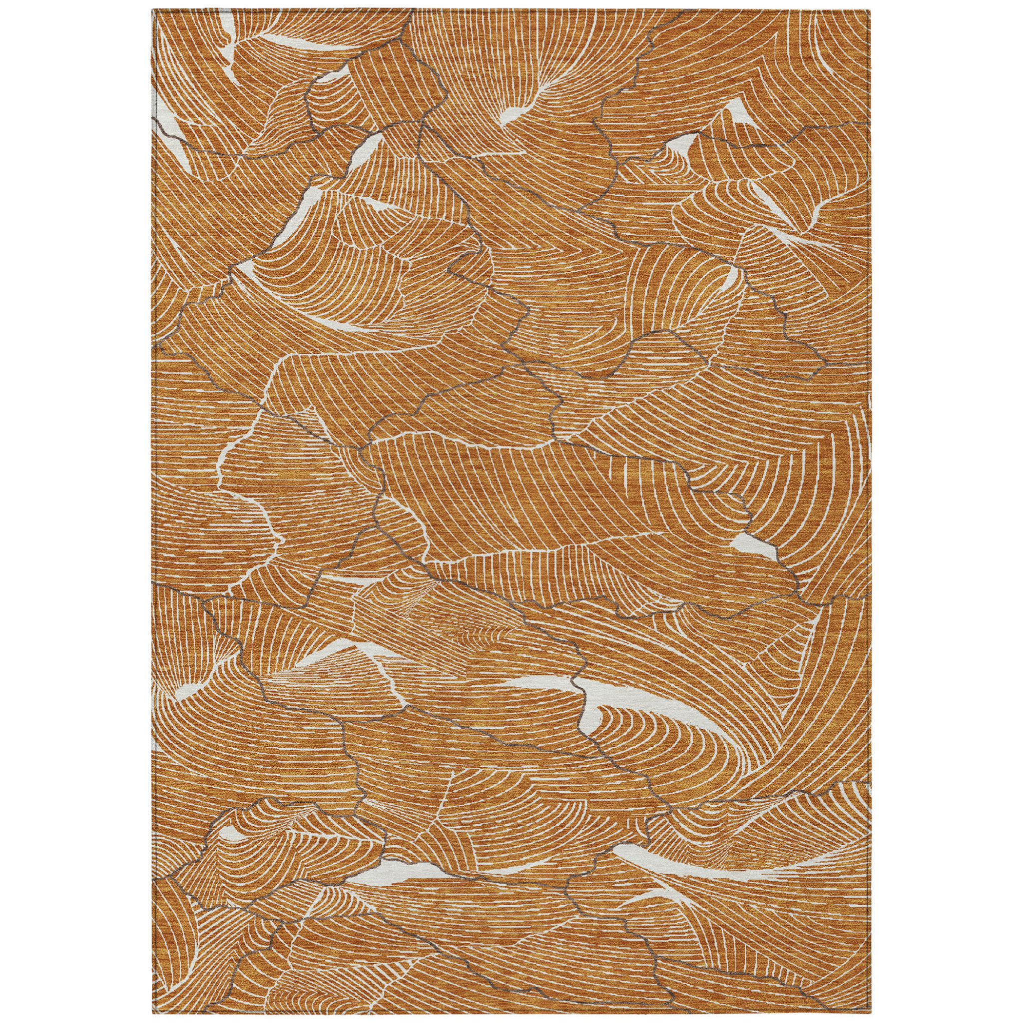 HomeRoots 8' X 10' Copper Brown Abstract Washable Indoor Outdoor Area ...