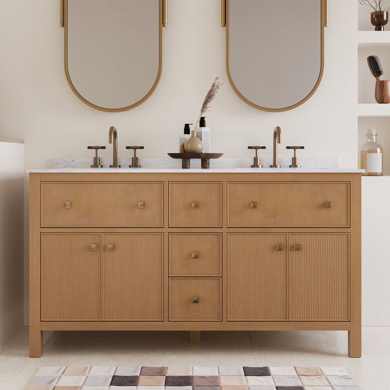 DeerValley Lignum 60" Fully Assembled Double Bathroom Vanity with ...