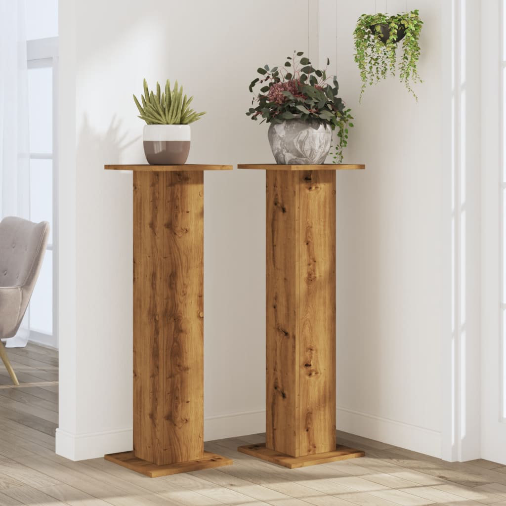 Vidaxl Plant Stands 2 Pcs Artisian Oak 30X30x95 Cm Engineered Wood ...