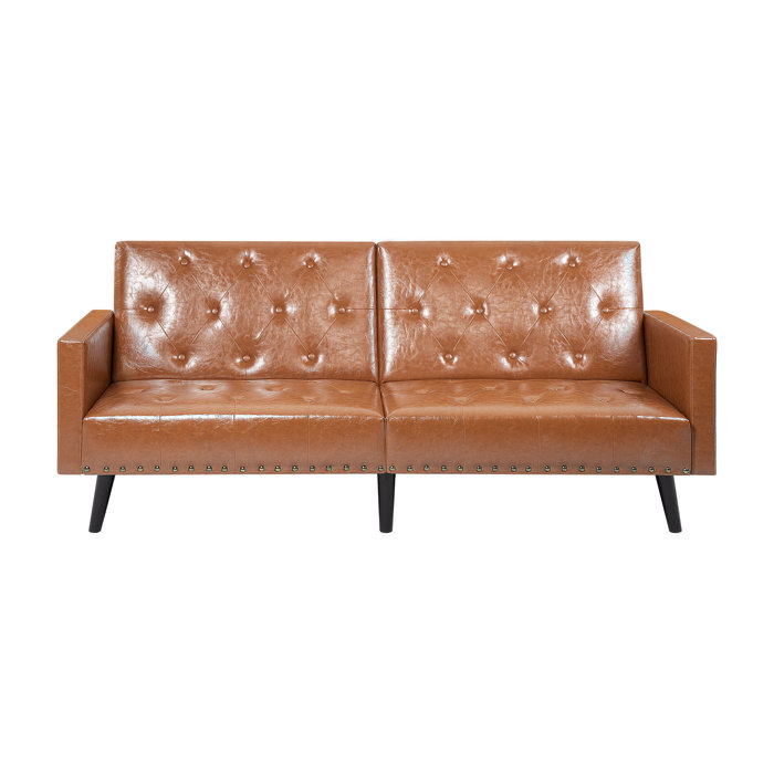 Williston Forge Sprague 75" Faux Leather Tuxedo Arm Sofa with ...