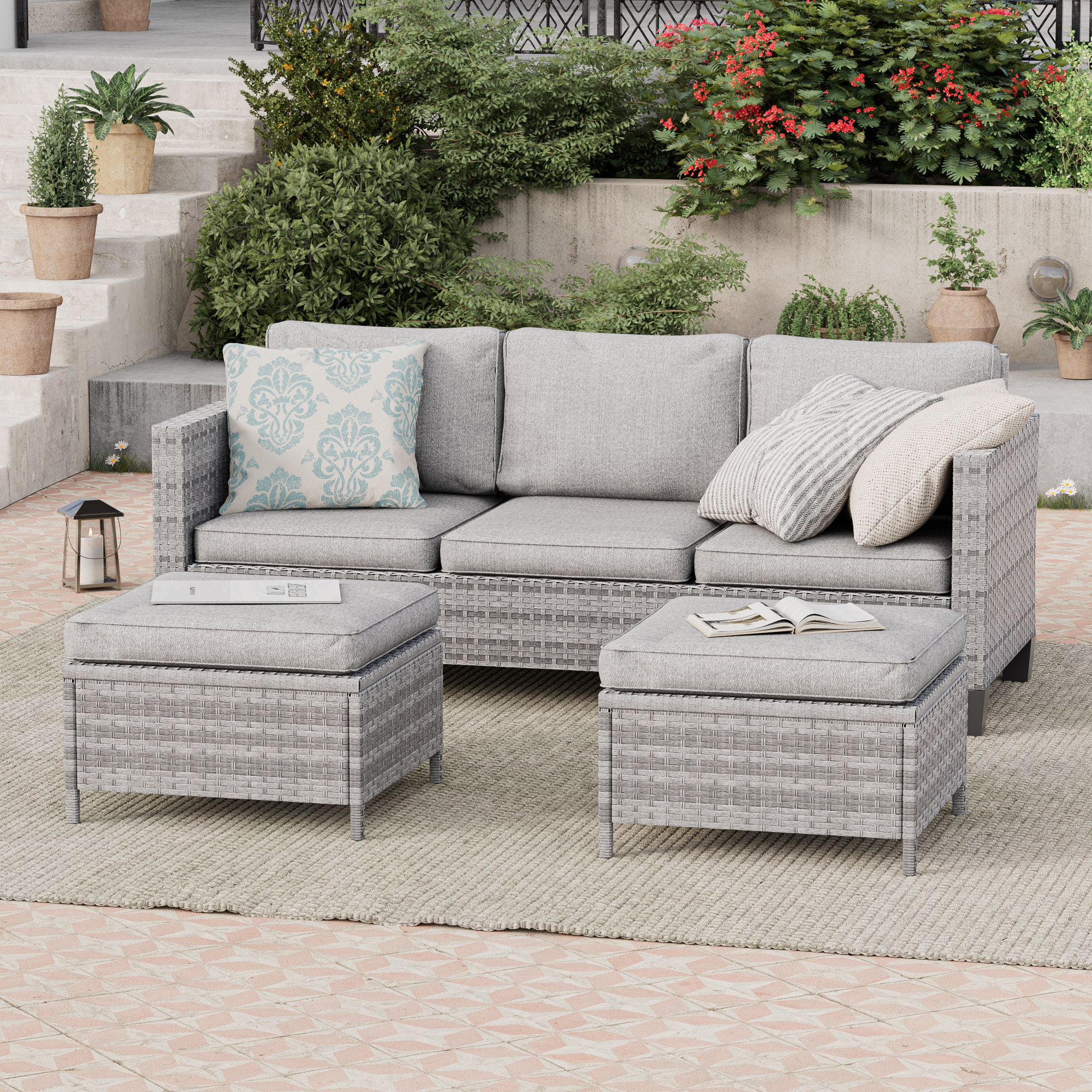 Ebern Designs Adey 5 - Person Outdoor Seating Group with Cushions | Wayfair