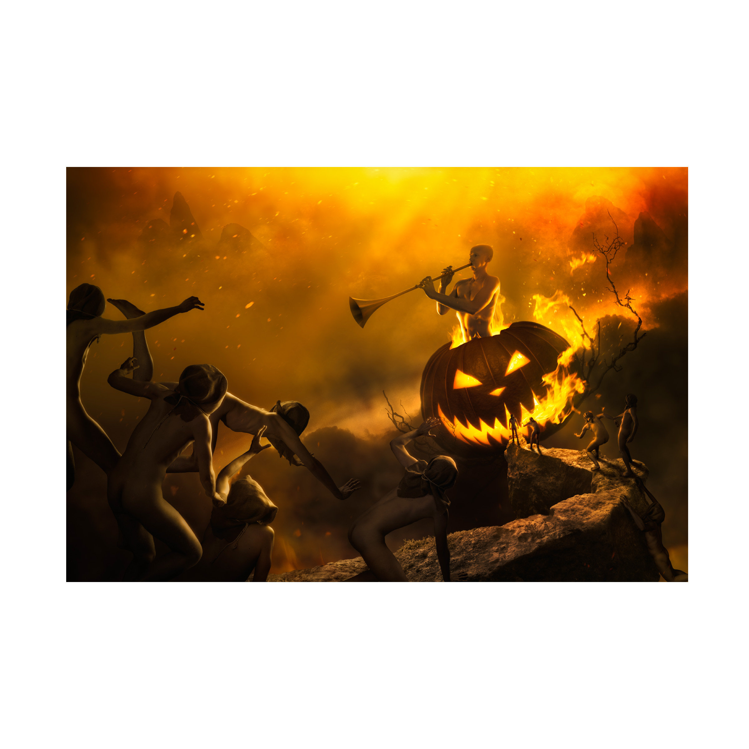 Ebern Designs Christophe Kiciak Halloween In Hamelin Canvas Art | Wayfair