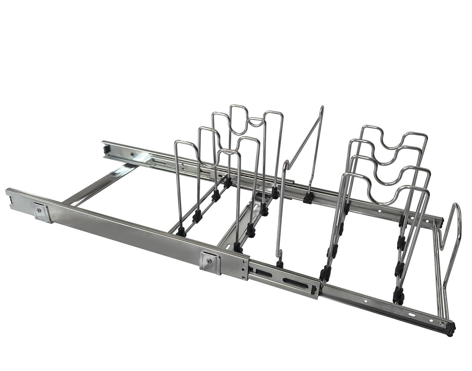 Prep & Savour Adjustable Pull-Out Pot And Pan Organizer Rack With Slide ...