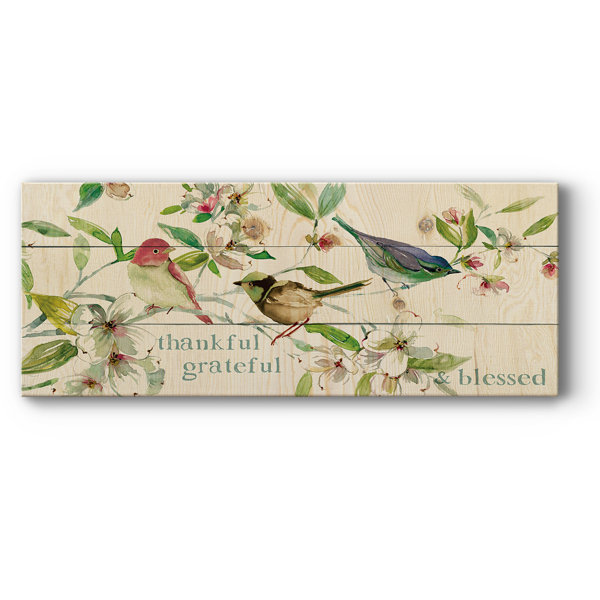 Red Barrel Studio® «Grateful Thankful Blessed Birds», reproduction sur ...