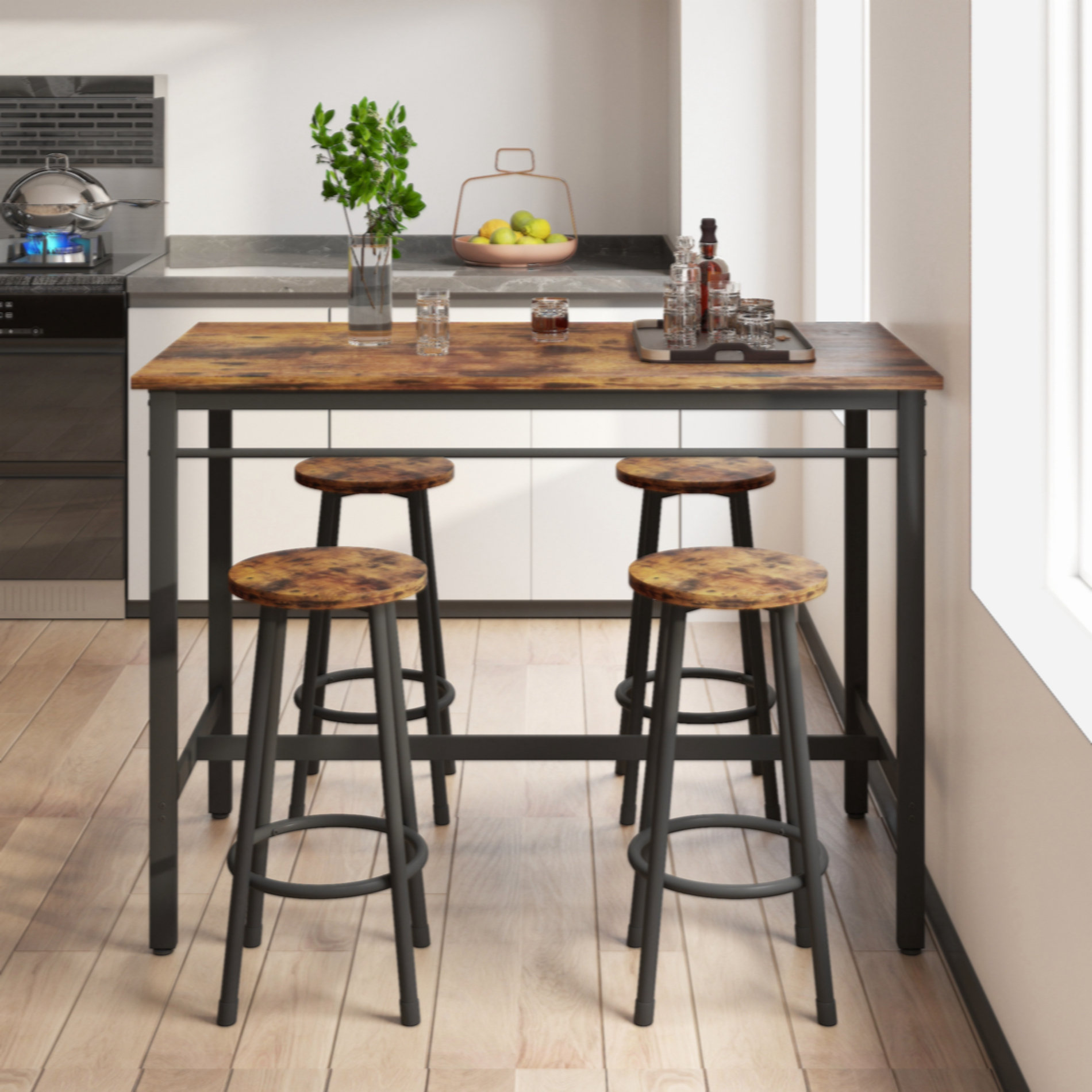 17 Stories 5-Piece Kitchen Counter Height Table Set | Wayfair