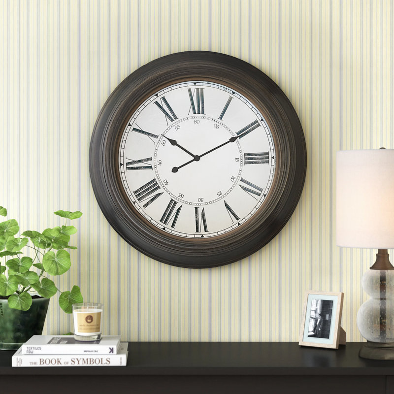 Winston Porter Round Extra Large Vintage Black Analog QA Wall Clock ...