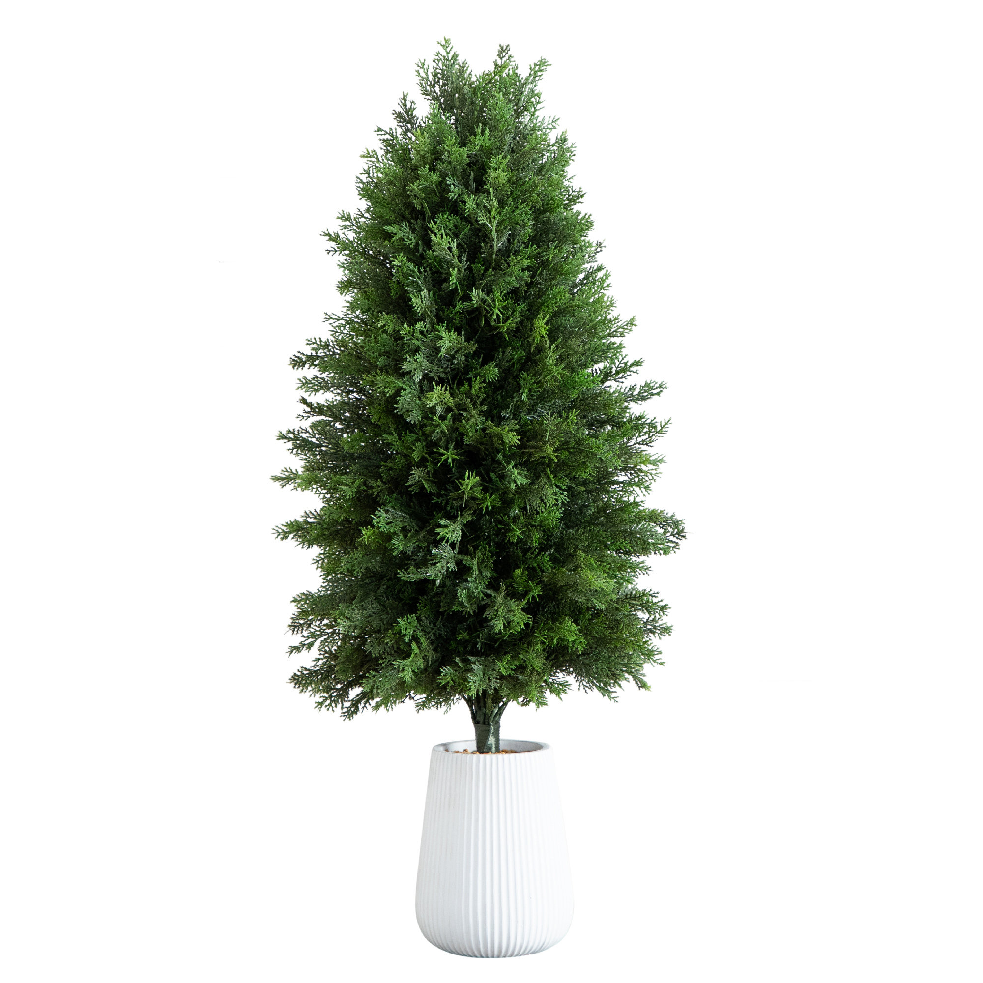 Primrue 3ft. UV Resistant Artificial Cedar Tree in Decorative White ...