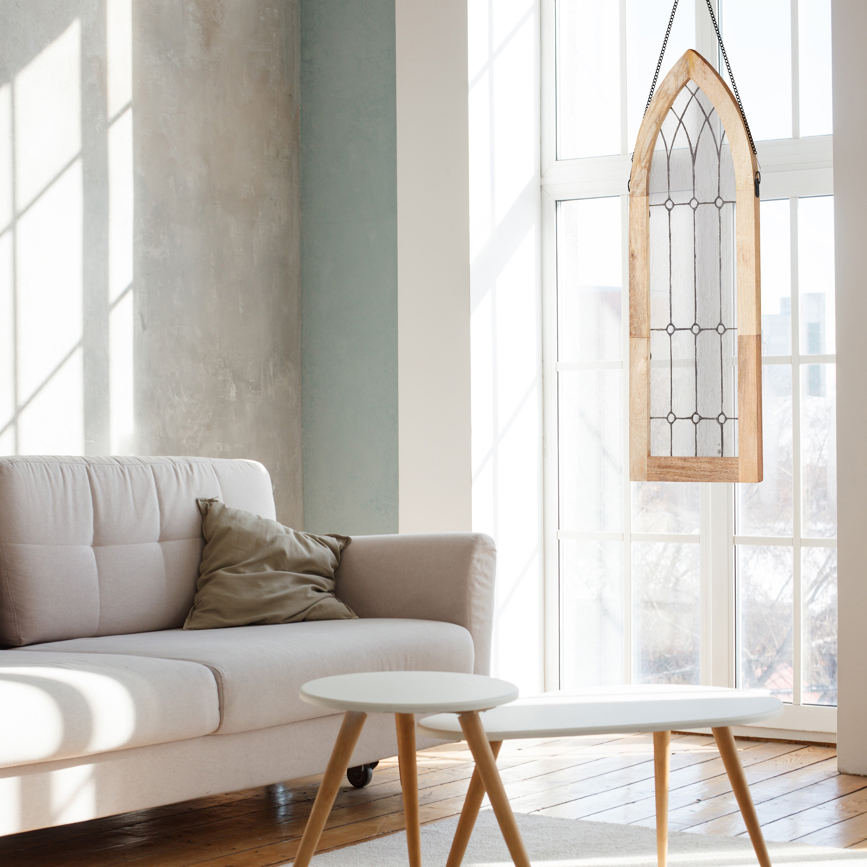 Ophelia & Co. 36"H Victorian Cathedral-Style Clear Textured Glass ...