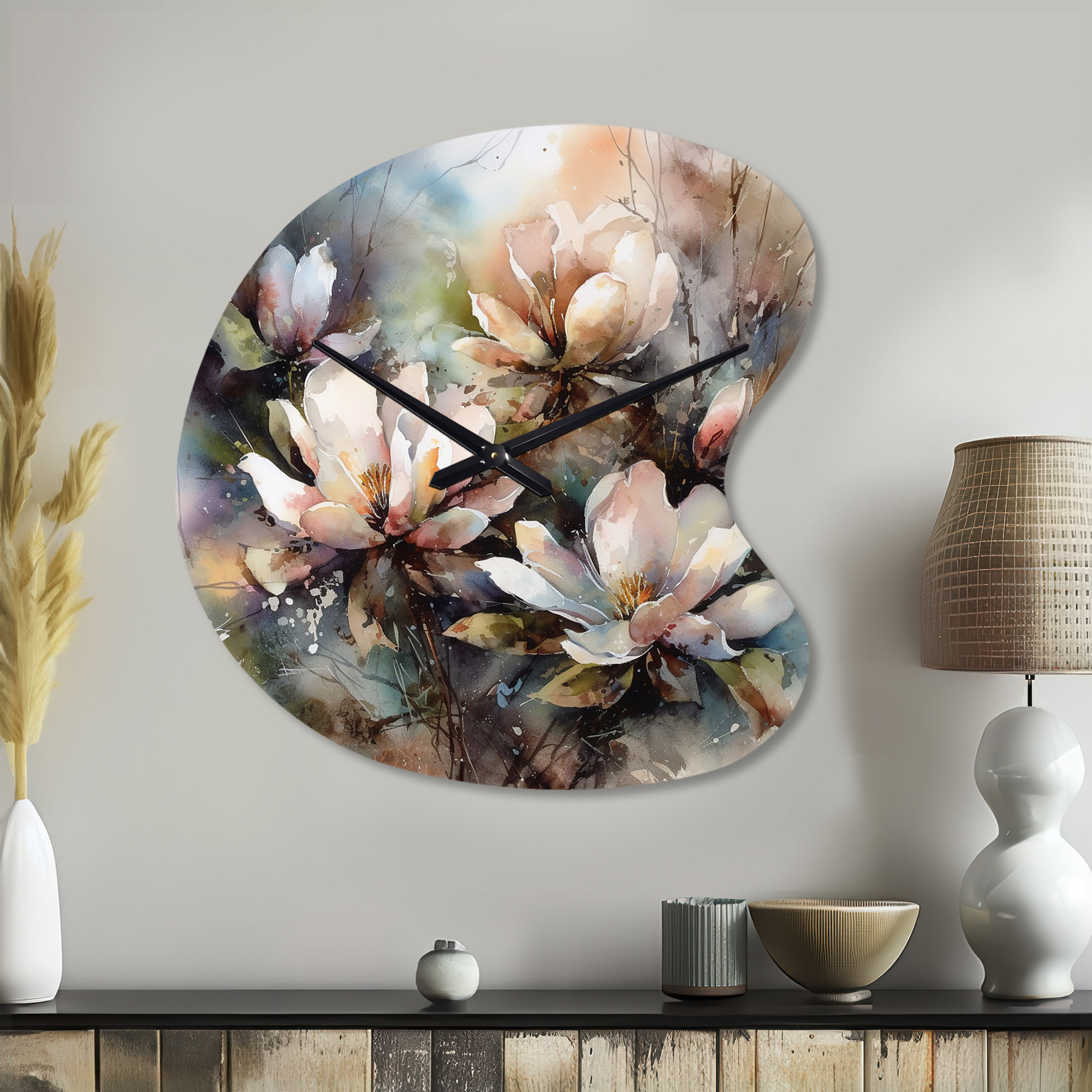Design Art Pink Magnolia Symphony II - Unique Shape Magnolias Metal ...