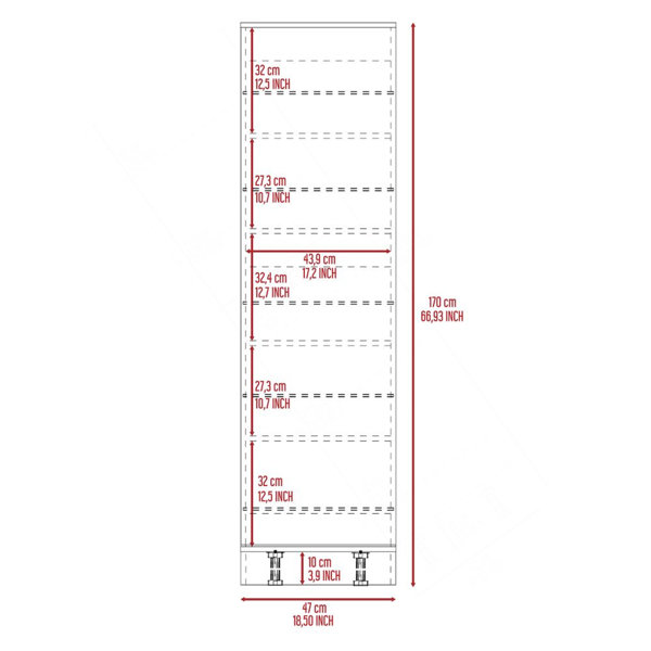 Latitude Run® Shoe Rack 67" H, Five Internal Storage Shelves, A Mirror ...