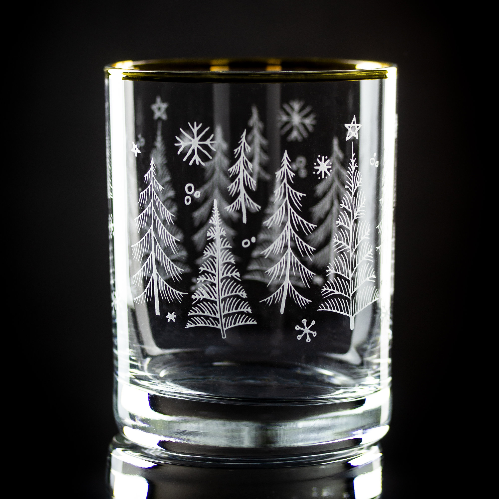 Susquehanna Glass Winter Tree Wrap Gold Rimmed Rocks Glass (Set of 2 ...