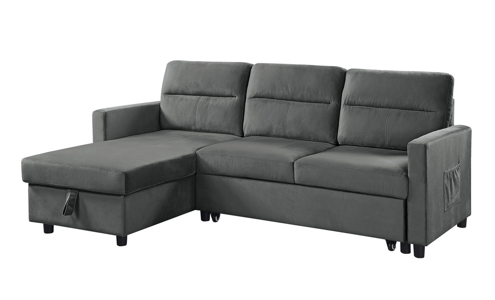 Latitude Run® Humberto 83"W Dark Gray Velvet Reversible Sleeper ...