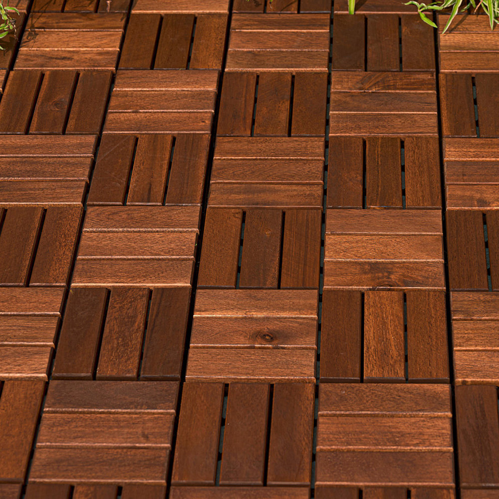 Schnappi 12" x 12" Solid Wood Interlocking Deck Tile in Oil Rubbed ...