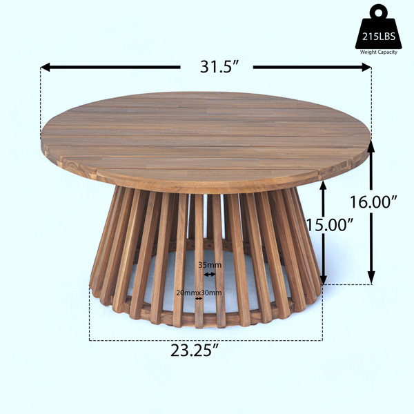 Loon Peak® round shape Acacia Wood Patio Coffee Table | Wayfair