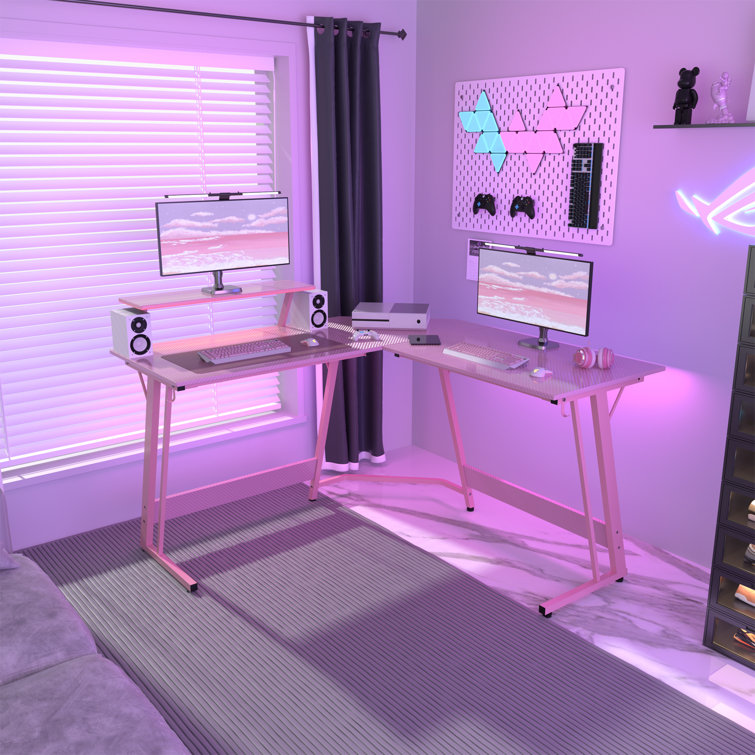 Inbox Zero Lotti 130cm W L-Shaped LED Light Computer Desk | Wayfair.co.uk