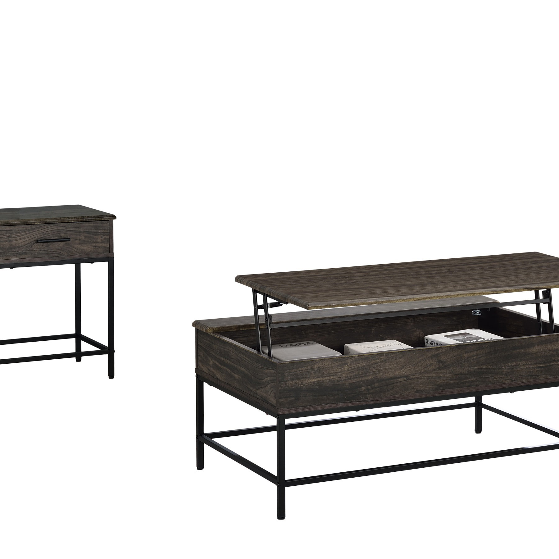 17 Stories 2 Piece Brown Lift Top Coffee And End Table Set With Beveled ...