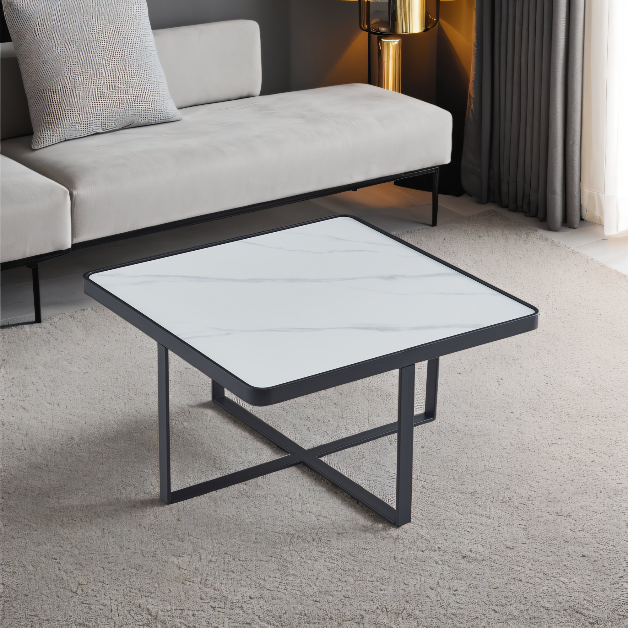 Orren Ellis Minimalism Modern Square Coffee Table Metal Frame - Wayfair ...