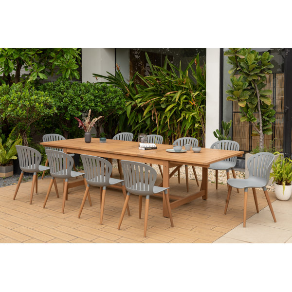Kitsco Amazonia Outdoor Patio 11pc 100% FSC CertifiedWood Dining Set ...
