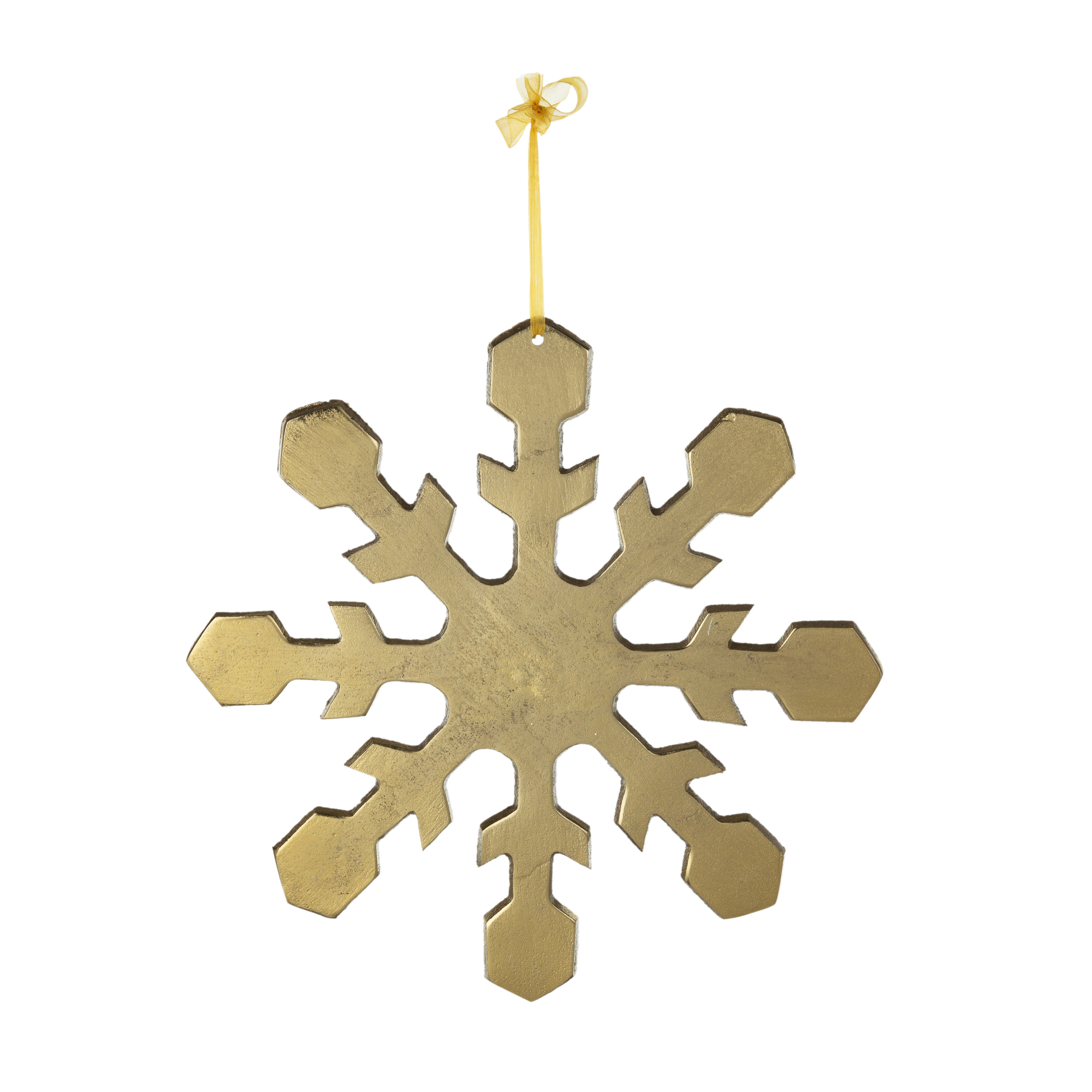 The Holiday Aisle® Aluminum Snowflake Ornament - 10.5" x 10.5" - Gold ...