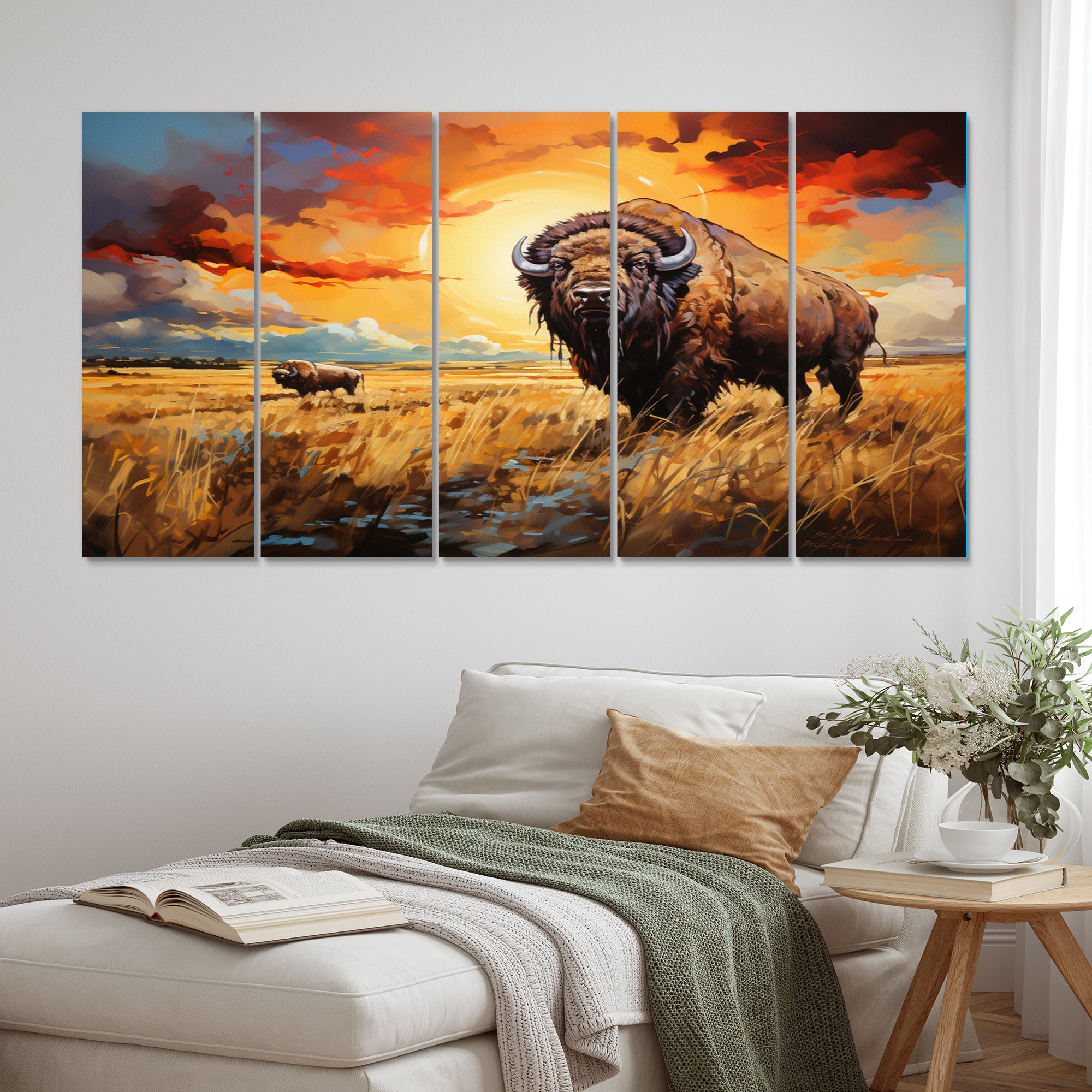 Red Barrel Studio® Native American Art Bison Prairies II - Native ...