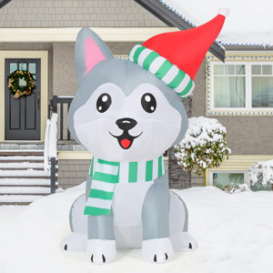 The Holiday Aisle® Christmas Inflatables 5 FT Christmas Dog Inflatables ...