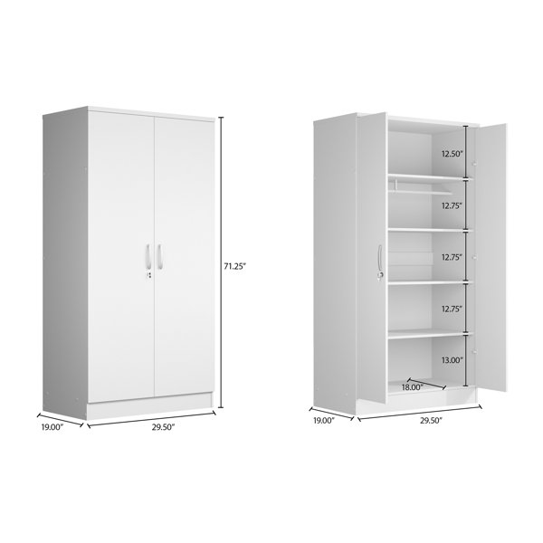 Ebern Designs Lacandis 72" High Large Armoire 2 Door Hanging and ...