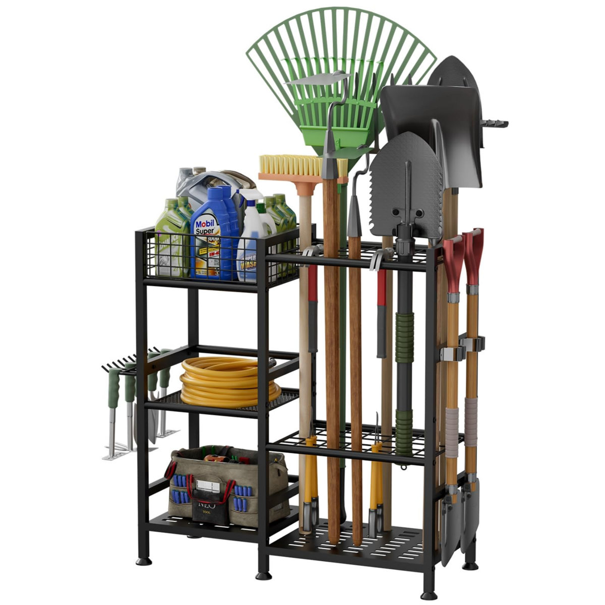 17 Stories 3 Tier Yard Tool Storage Rack for Garage Organization | Wayfair