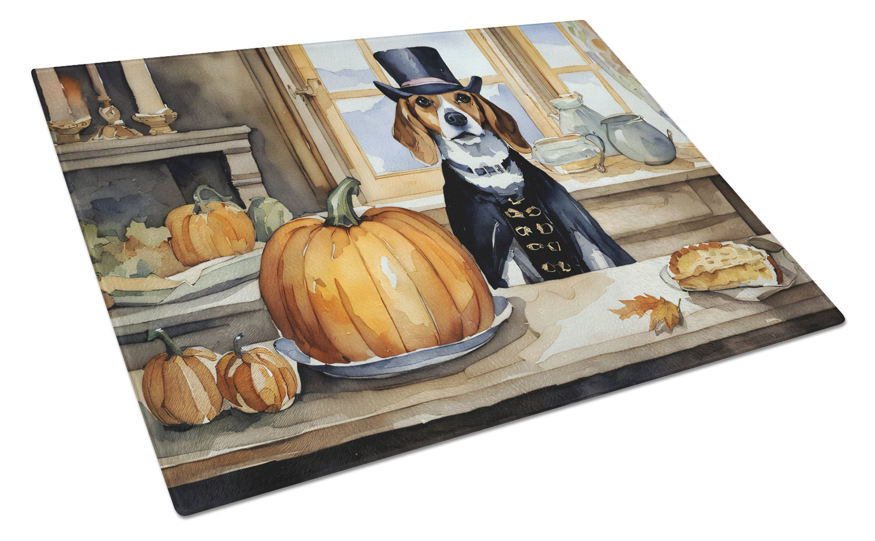 Caroline's Treasures Beagle Fall Kitchen Pumpkins Glass Cutting Board ...