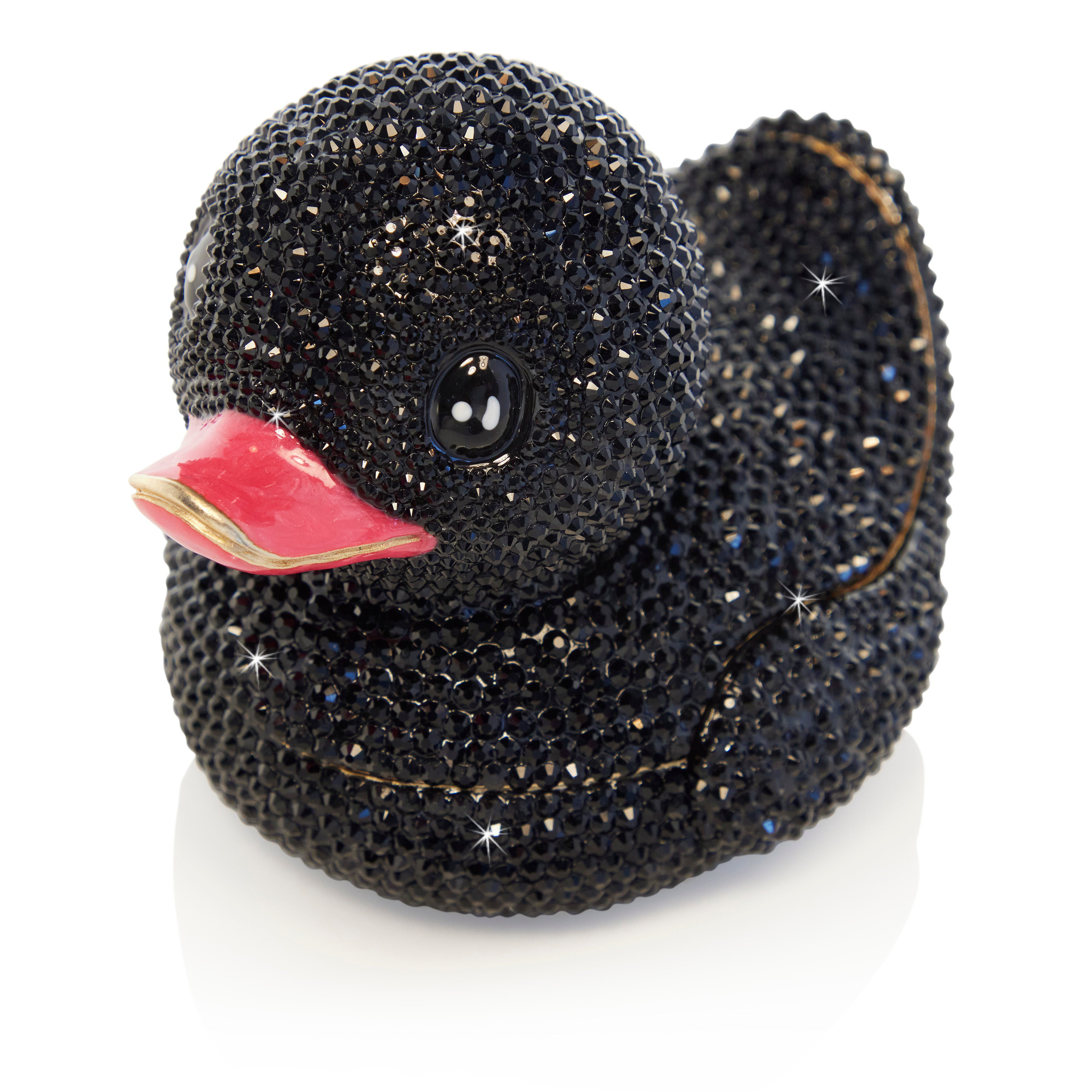 Jay Strongwater Ernie Pave Rubber Ducky Box- Black&Pink | Perigold