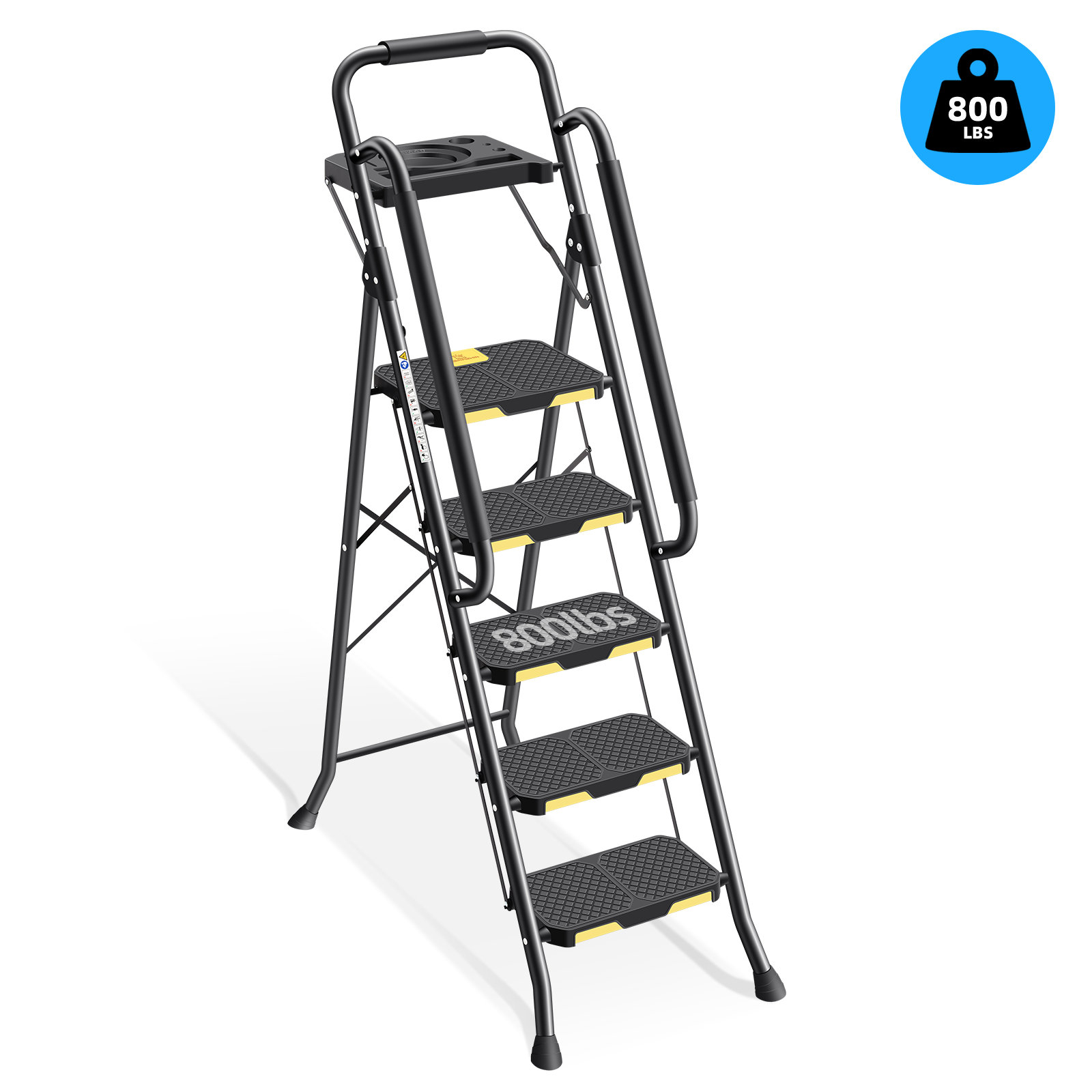 WFX Utility™ Folding 5 Step Ladder with Tool Platform,800 LBS Portable ...