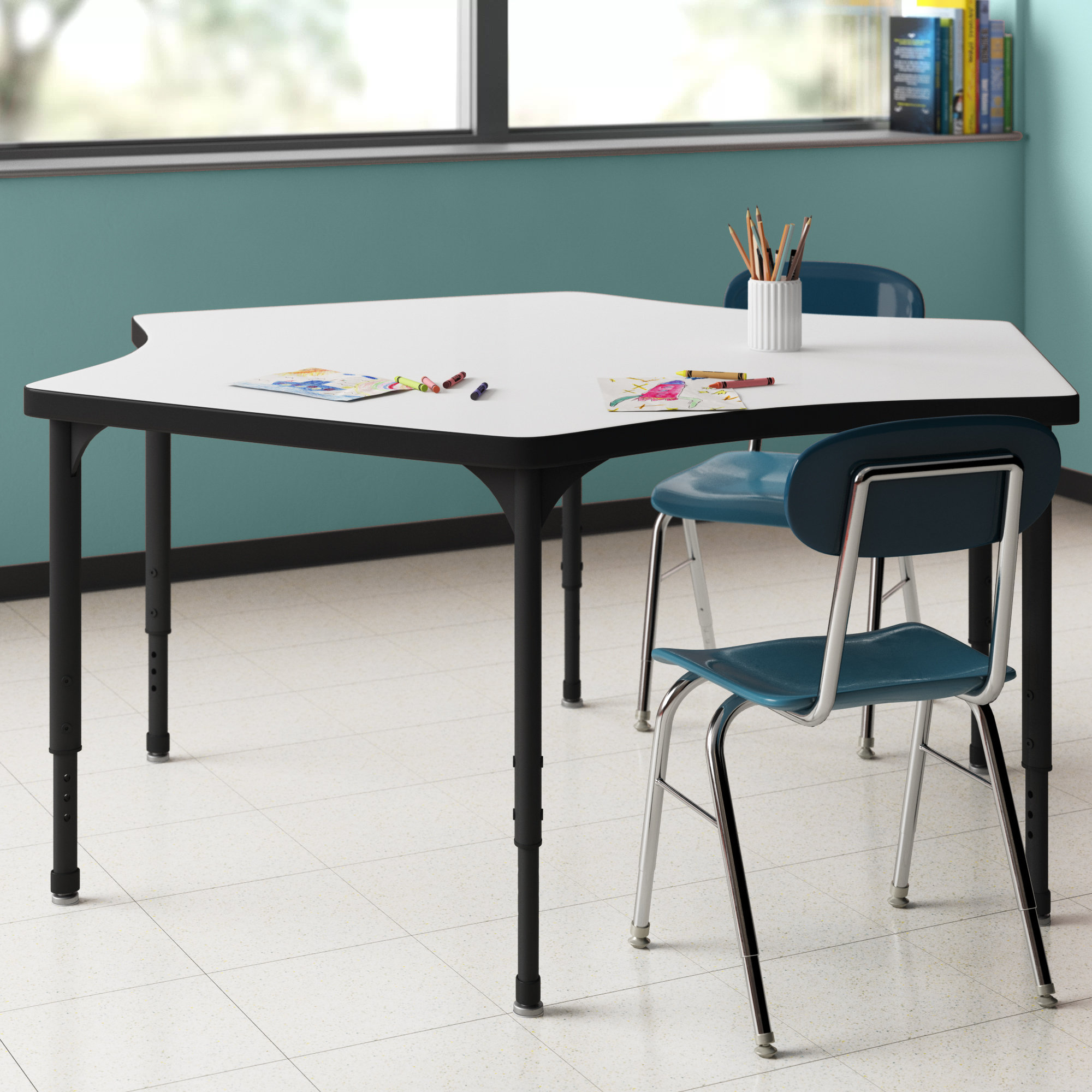 Marco Apex Series Whiteboard Adjustable Height Delta Activity Table ...