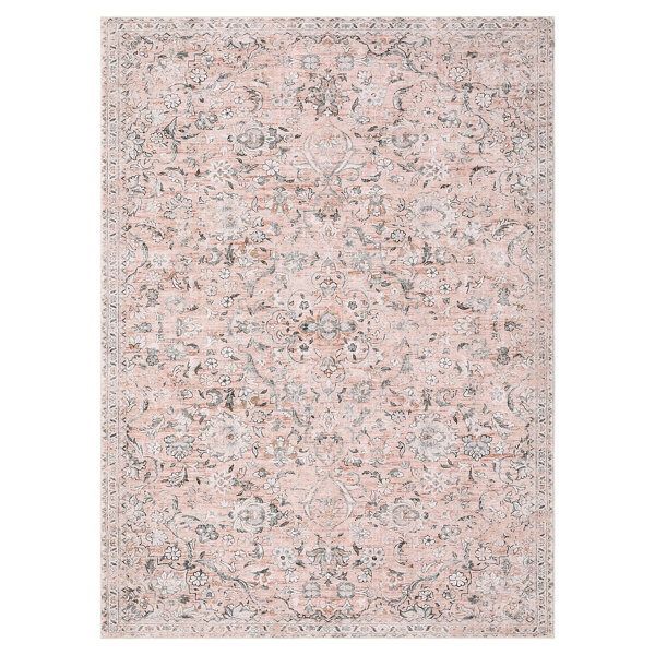 Bungalow Rose Oriental Machine Washable Rug with Rubber Backing for ...