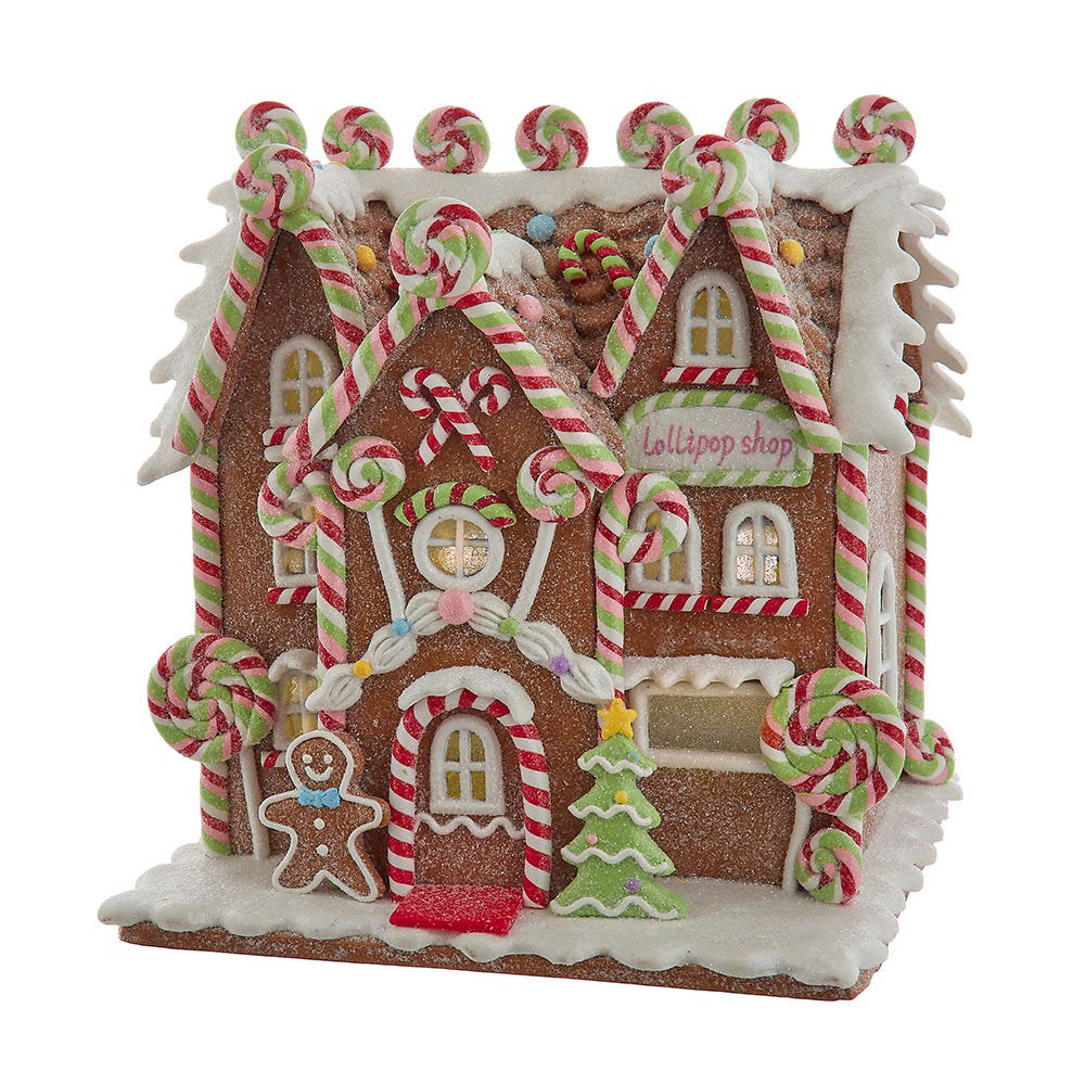 Kurt Adler This Battery Operated LED Lighted Gingerbread Lollipop Shop ...