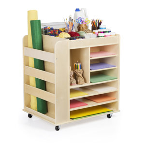 Guidecraft Art Double Sided 8 Compartment Teaching Cart with Casters ...