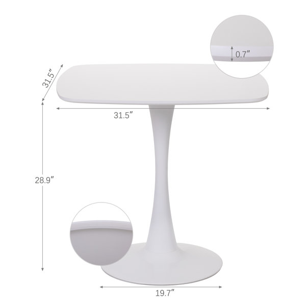 George Oliver Modern Square Dining Table, White Kitchen Table With ...