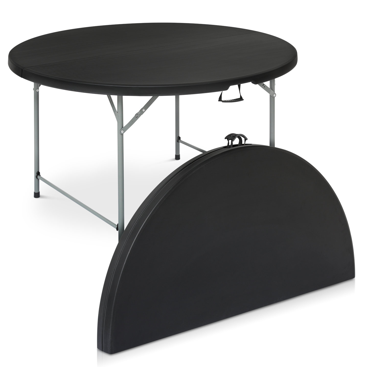 MoNiBloom Round Foldable Plastic Table Collapsible Circular Steel Frame ...